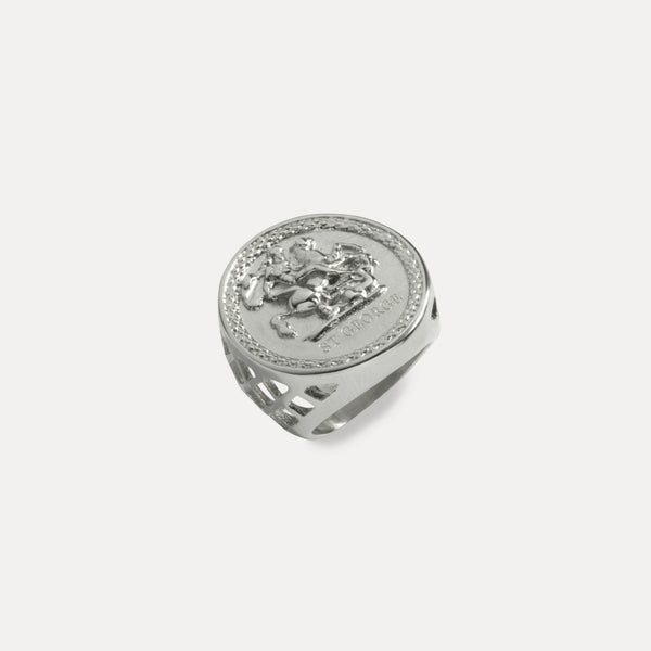 Men's Silver St George Ring - Buy Silver Sovereign Rings | Twistedpendant