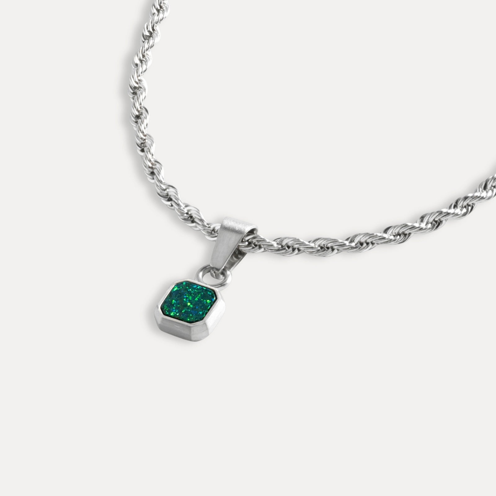 Mini Opal Pendant | Green Opal Necklace For Men - By Twistedpendant