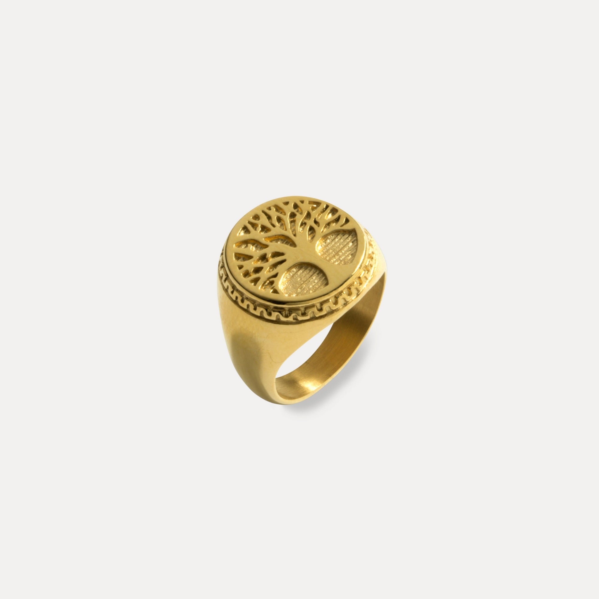 Large Gold Tree Of Life Signet Ring - Mens Signet Ring By Twistedpendant
