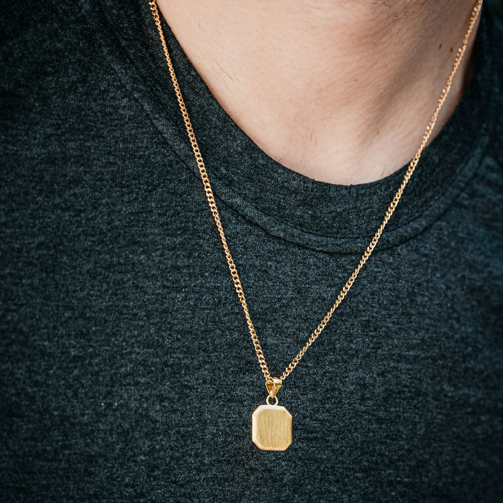 Gold Octagon Pendant with Cuban Chain - By Twistedpendant