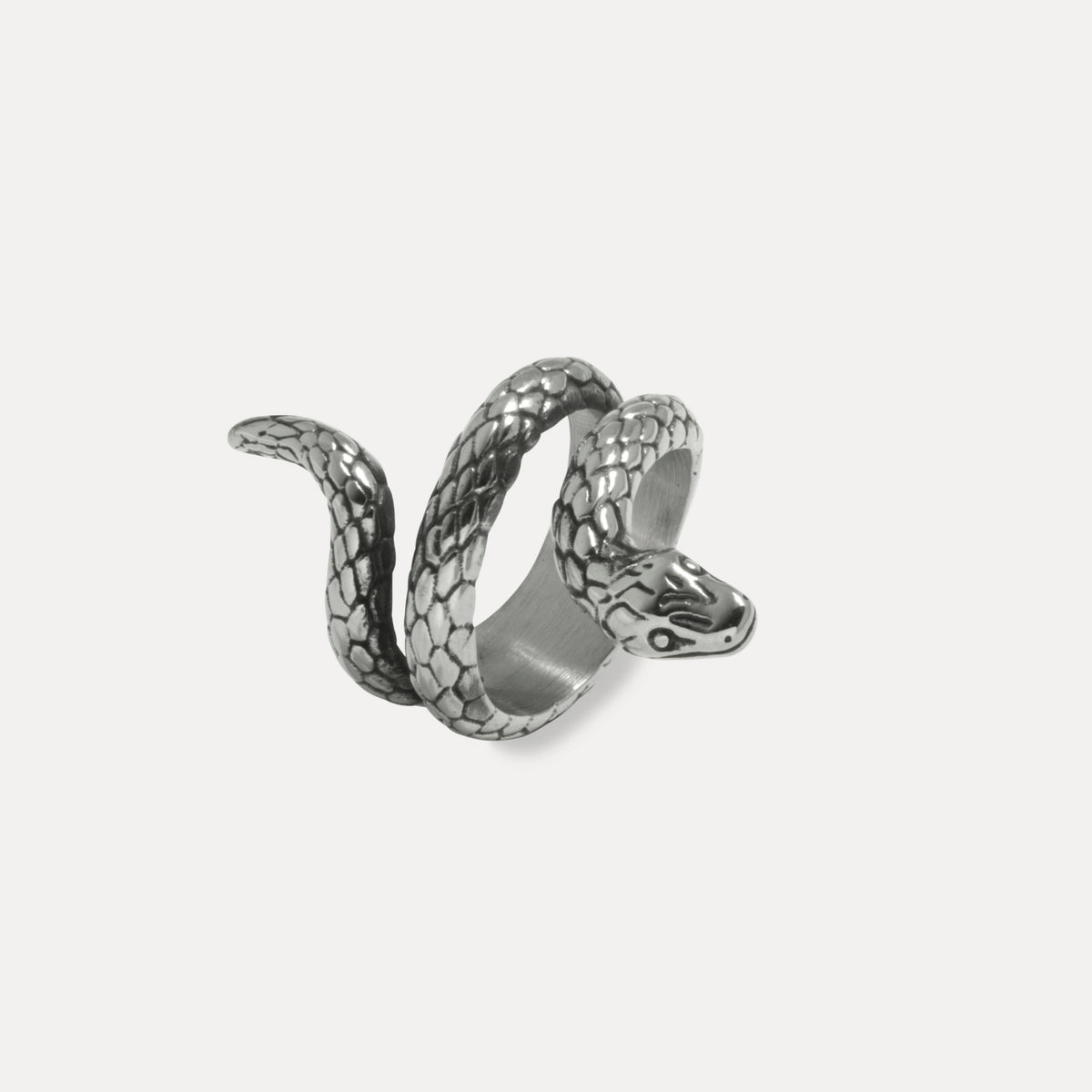 Men's Silver Snake Ring - Spiral Snake Ring for Men | Twistedpendant
