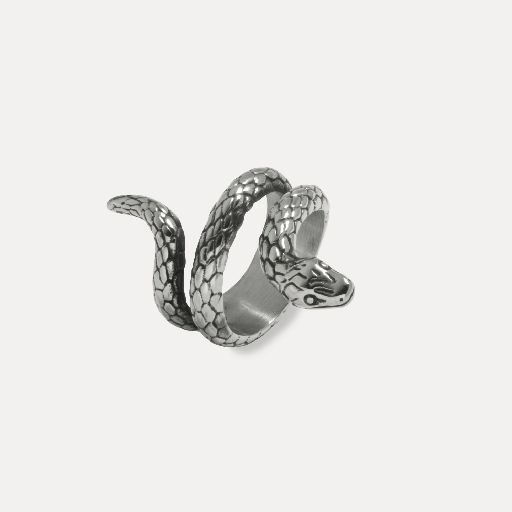 Men's Silver Snake Ring - Spiral Snake Ring for Men | Twistedpendant