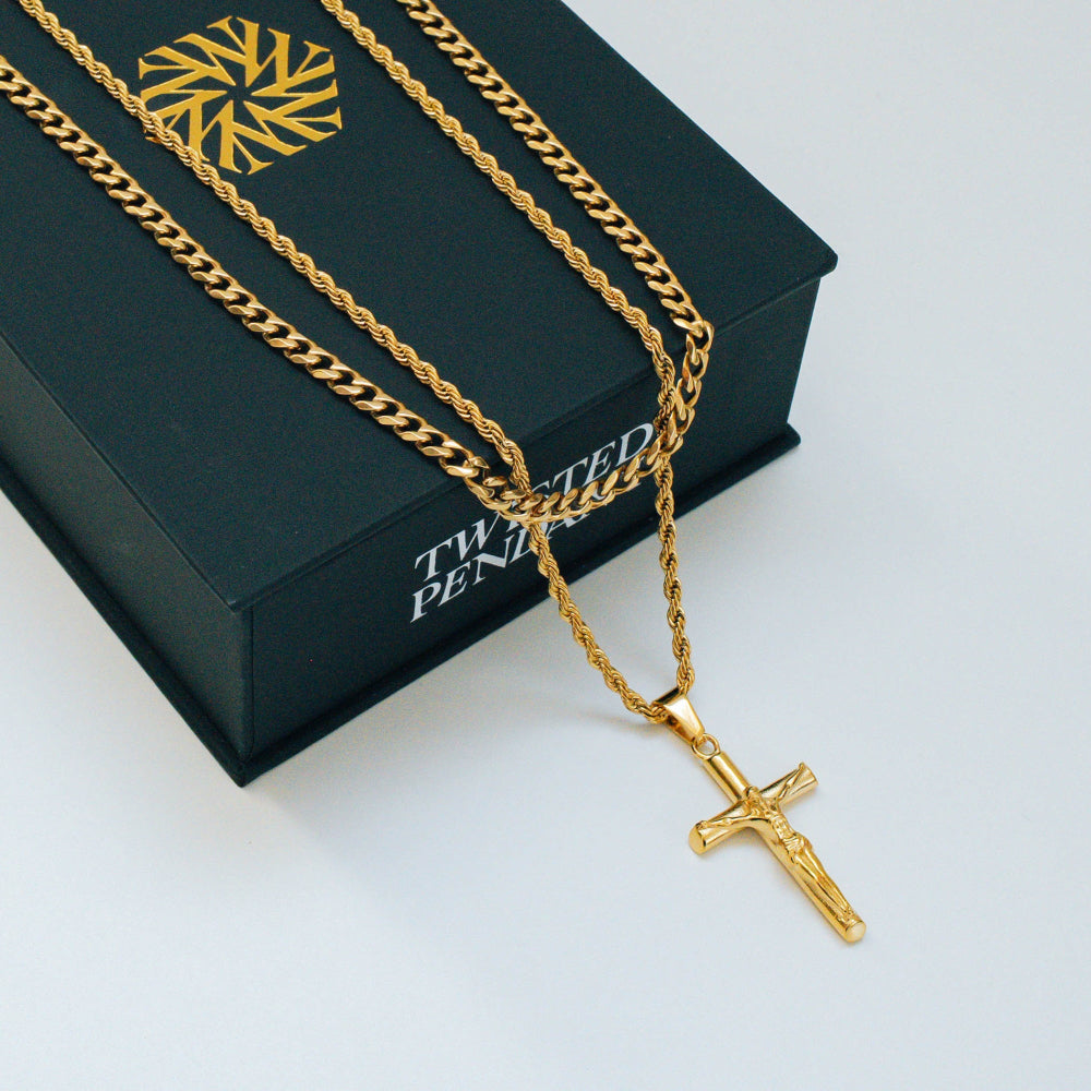 Crucifix Necklace Set - Gold By Twistedpendant