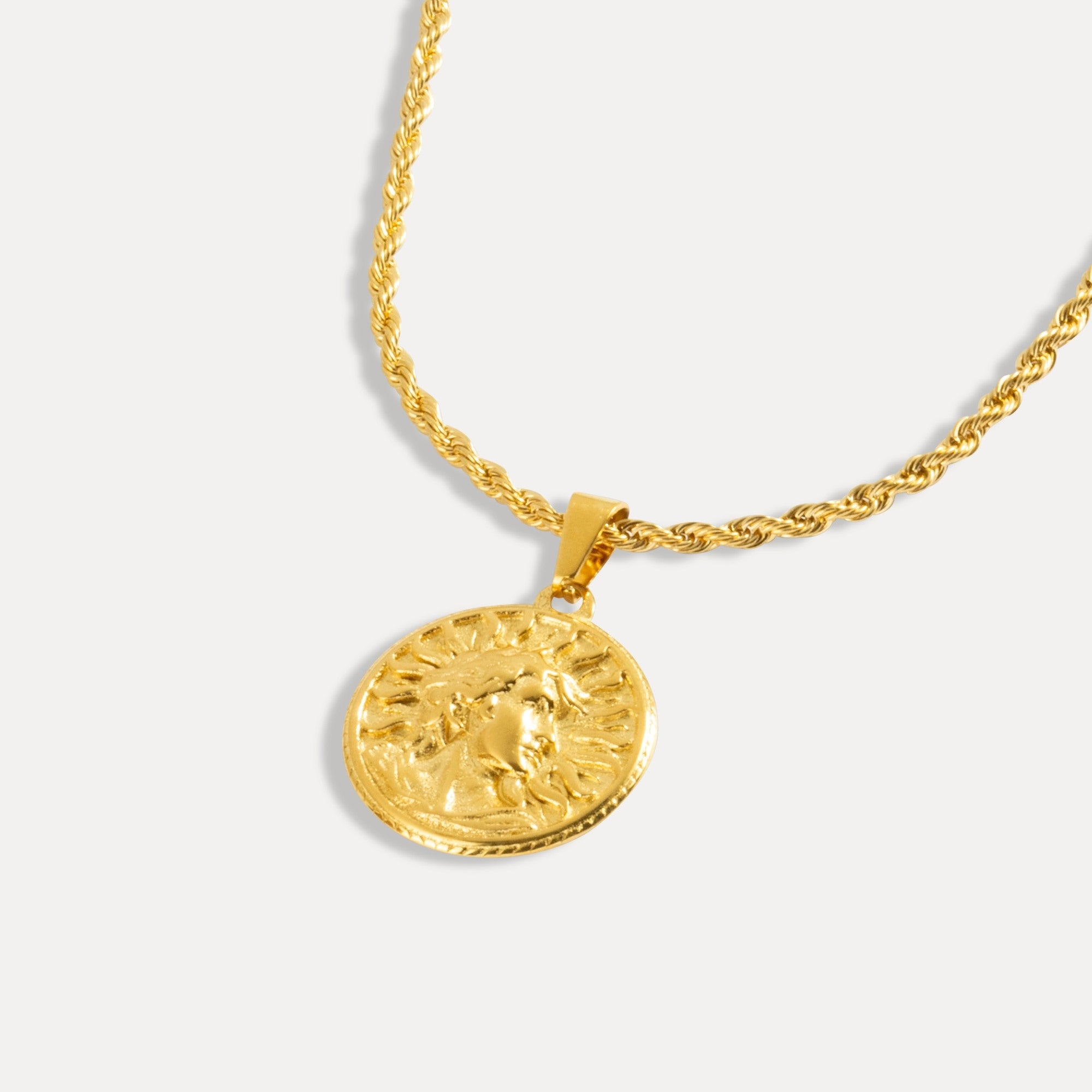 Gold Apollo Pendant Necklace - Greek God Necklace By Twistedpendant