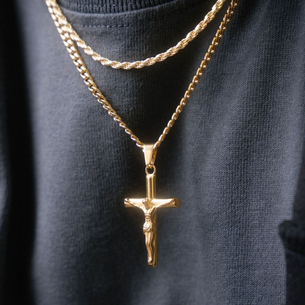 Crucifix Necklace - Mens Gold Crucifix Cross Pendant By Twistedpendant