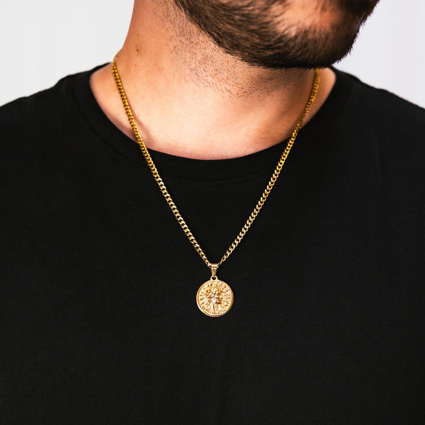 Gold Apollo Pendant Necklace - Greek God Necklace By Twistedpendant