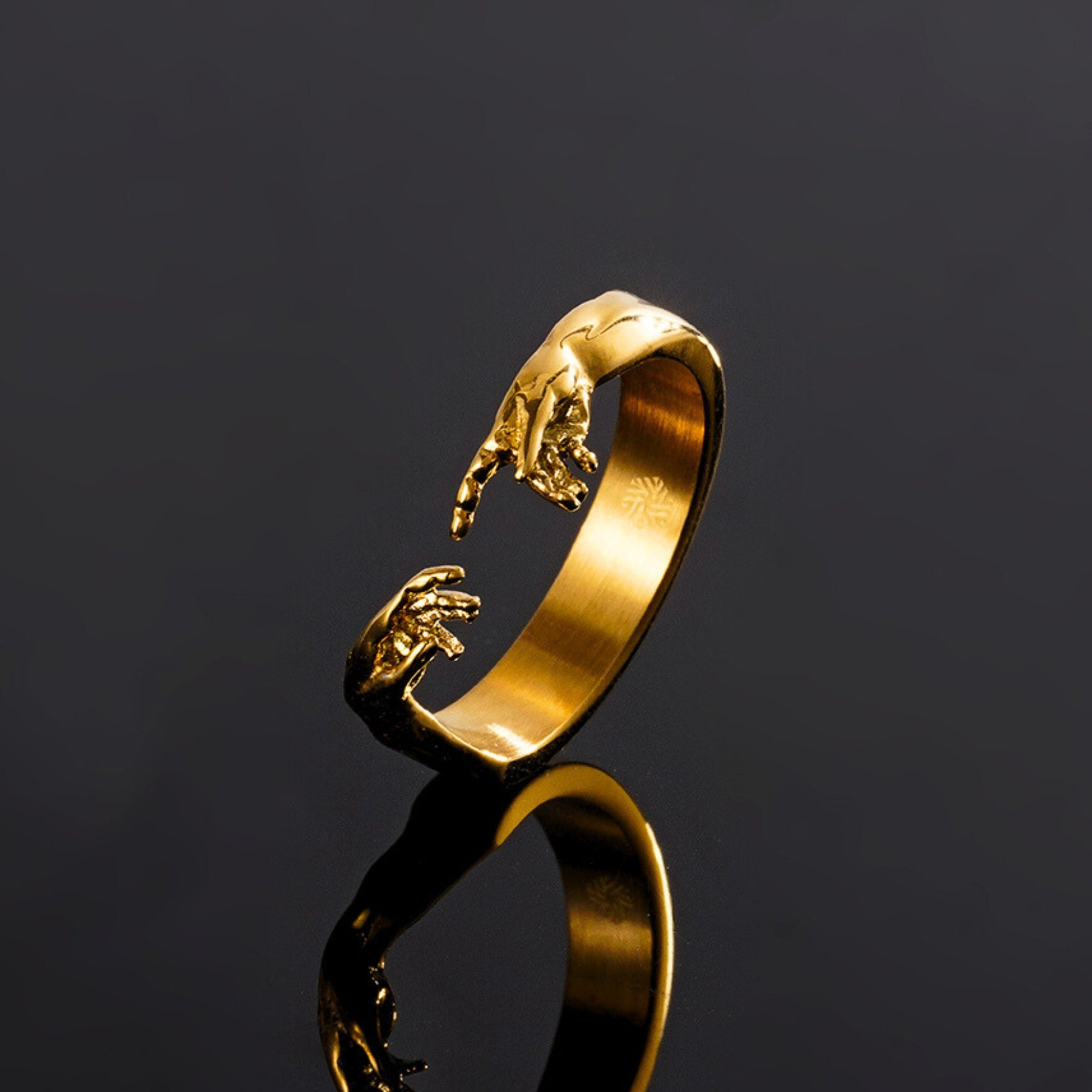 Creation Of Adam Ring - Hands Of God Gold Ring - By Twistedpendant