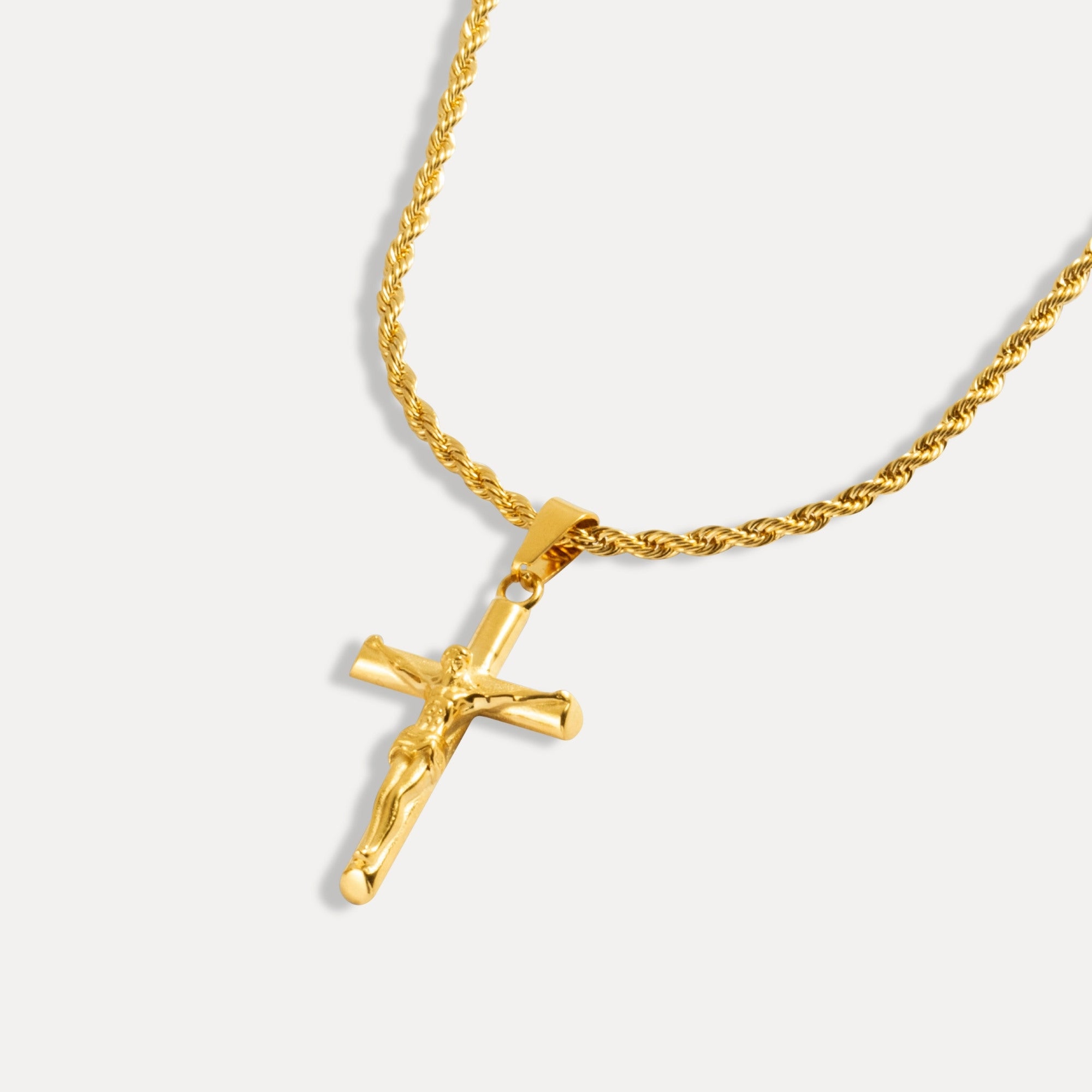 Crucifix Necklace - Mens Gold Crucifix Cross Pendant By Twistedpendant