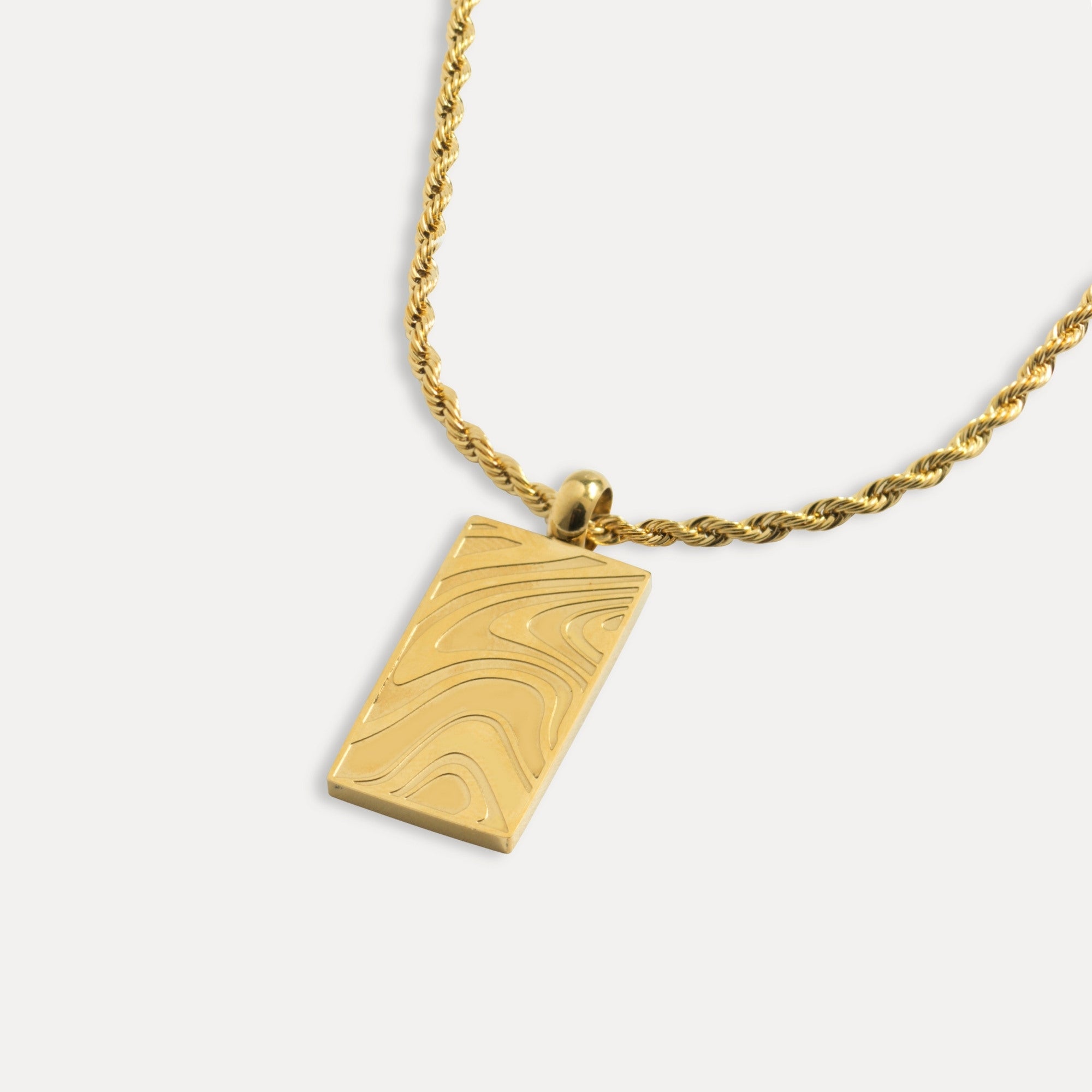 Gold Wave Pendant | Mens Gold Necklaces - By Twistedpendant