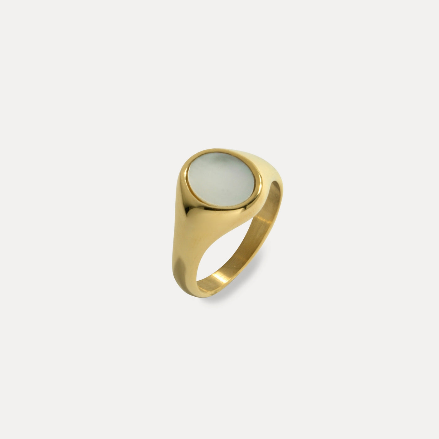 Pearl Signet Ring - Gold | Mens Gold Rings - By Twistedpendant