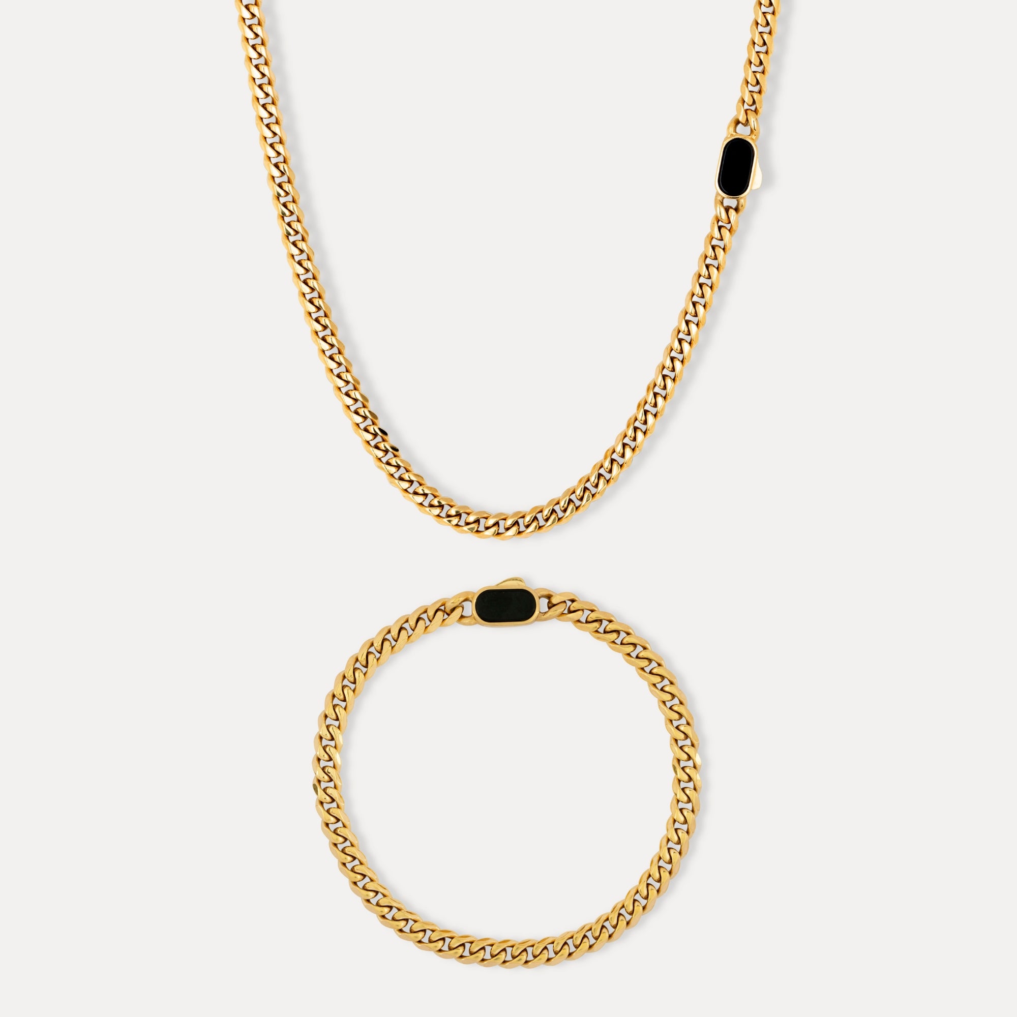 18K Gold Cuban Chain Set - Mens Bracelet & Chain Gift Set By Twistedpendant